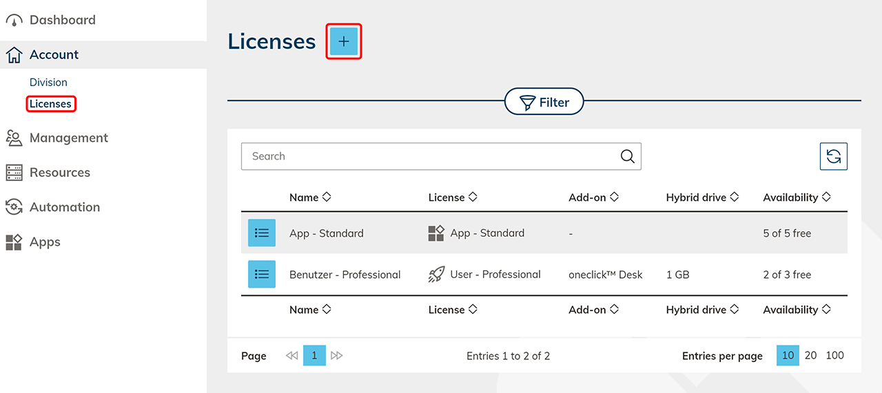 Cloud subscription | oneclick™ Knowledge Base